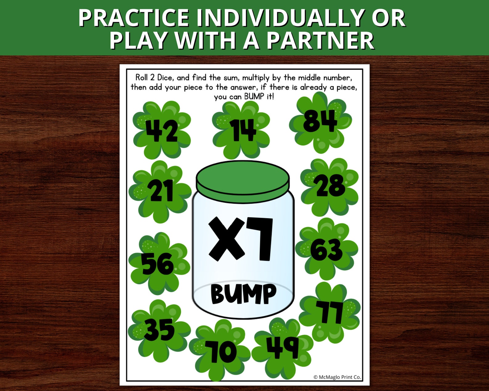St. Patrick's Day Multiplication Bump Game, St. Patrick's Classroom ...
