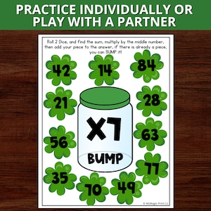 St. Patrick's Day Multiplication Bump Game, St. Patrick's Classroom ...