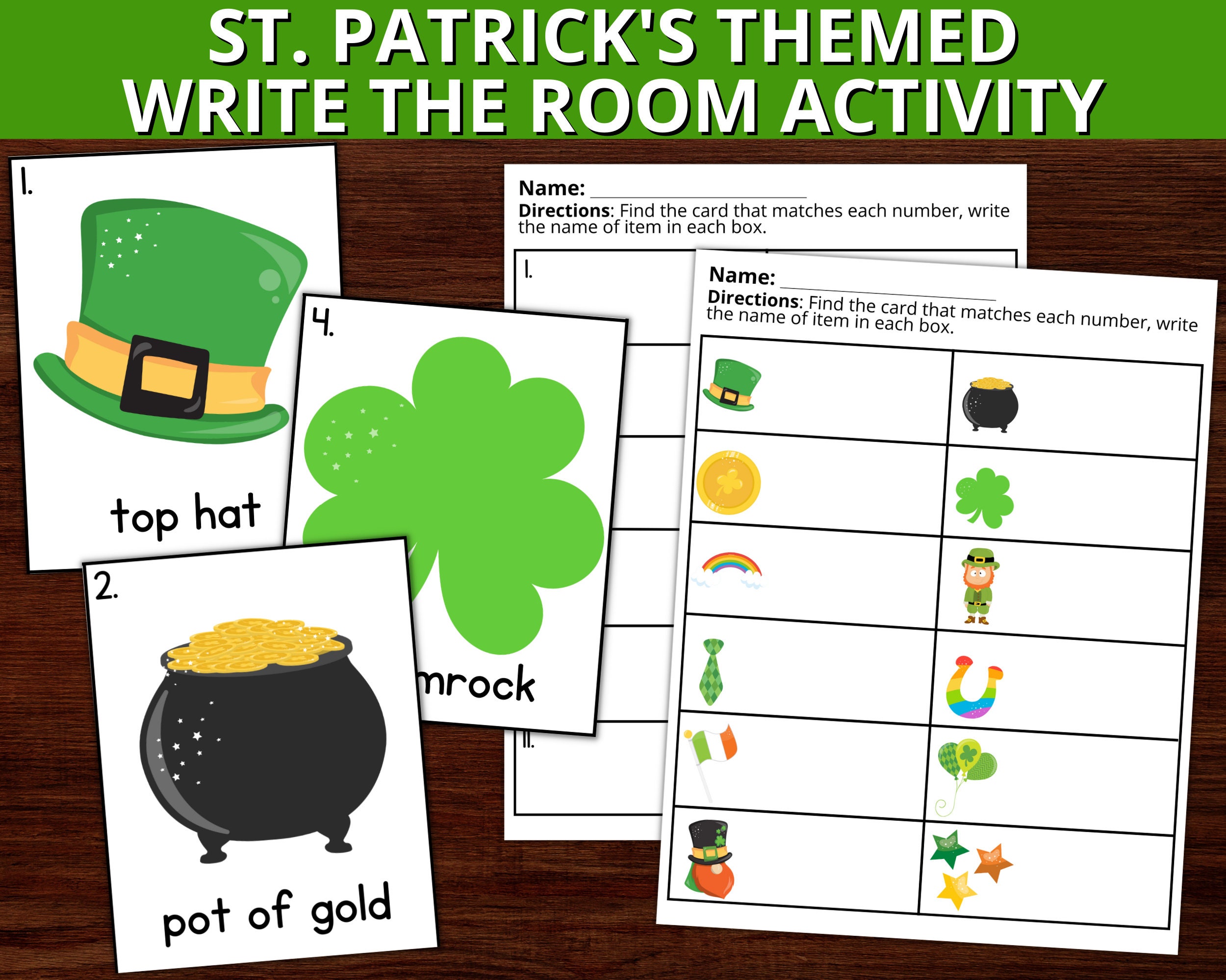 St. Patrick's Day Themed Write the Room Activity, St. Patrick's Day ...