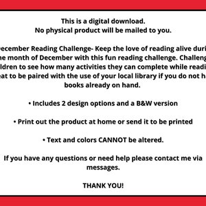 December Reading Challenge for Kids, Reading Printable Activities ...