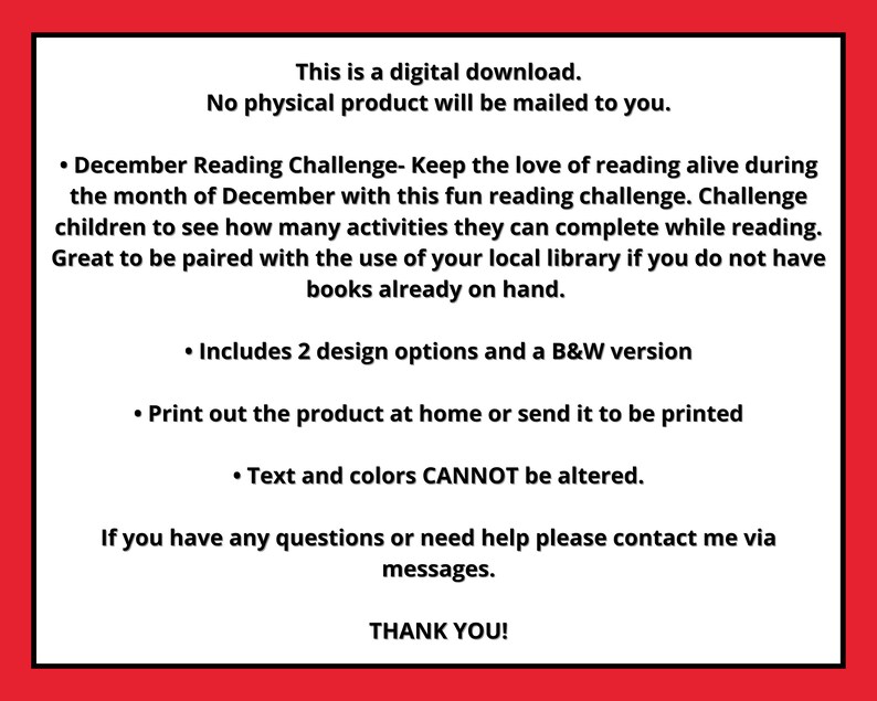 December Reading Challenge for Kids, Reading Printable Activities ...