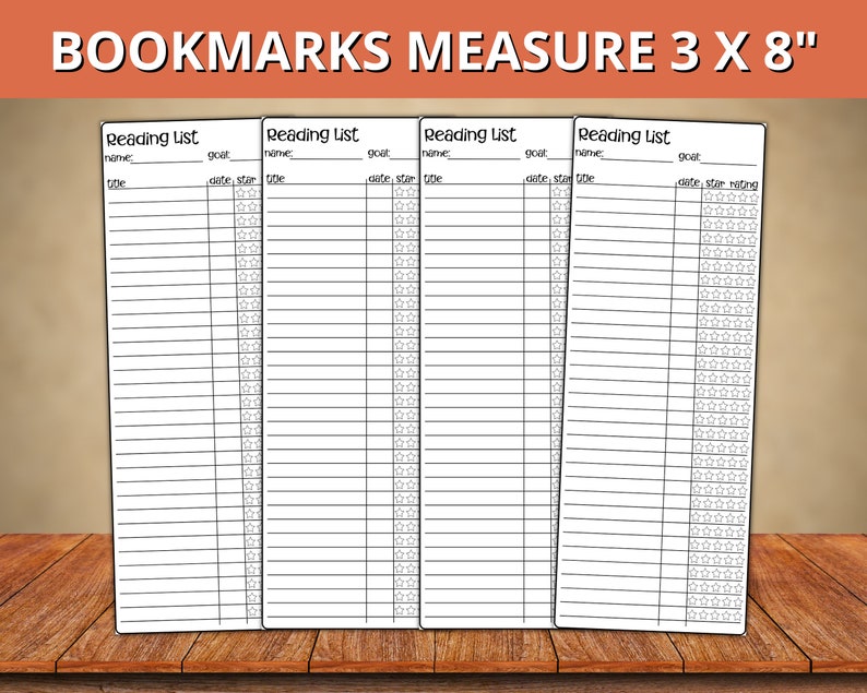 Reading List Bookmark, Printable Library Card Bookmarker, Reading Log ...