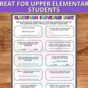 Classroom Scavenger Hunt, Back to School Scavenger Hunt Printable ...