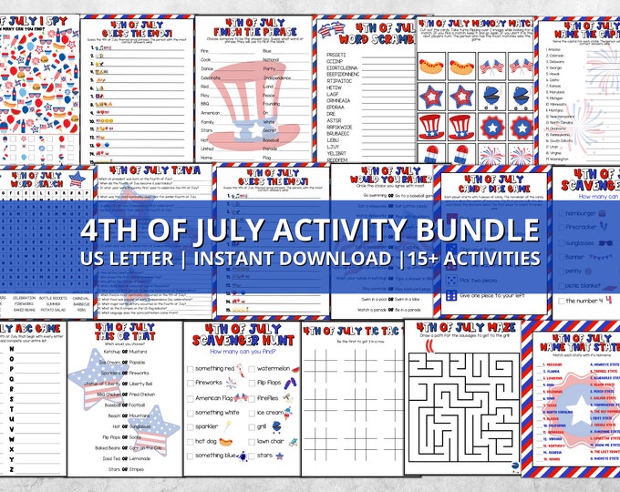 Fourth of July Games Bundle, 4th of July US Patriotic, American ...