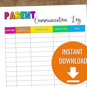 Parent Communication Log Teacher Communication Record - Etsy