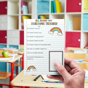 All About My Teacher Questionnaire, Teacher Appreciation Week Printable ...