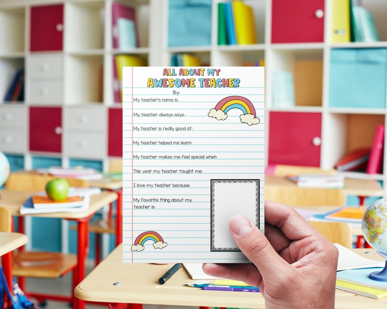 All About My Teacher Questionnaire, Teacher Appreciation Week Printable ...