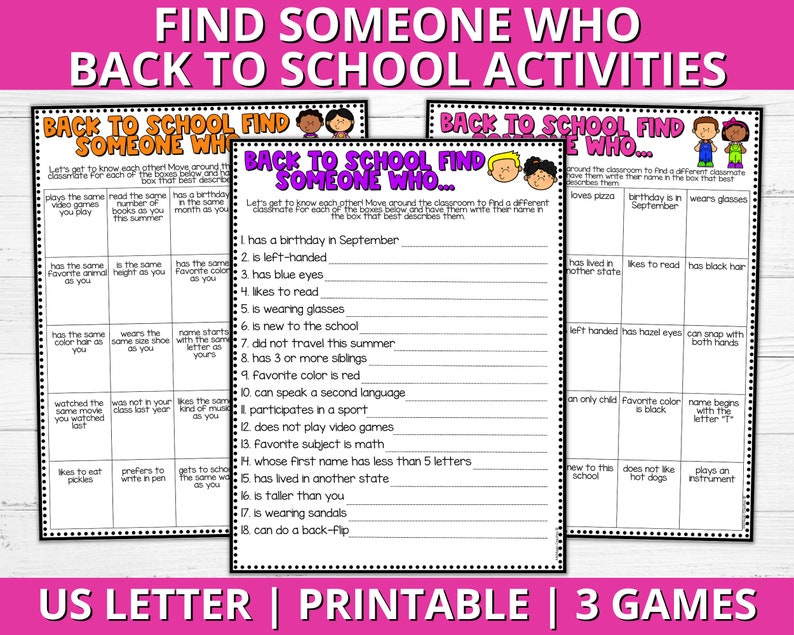 Find Someone Who Back to School Activity, Get to Know You Activity for ...