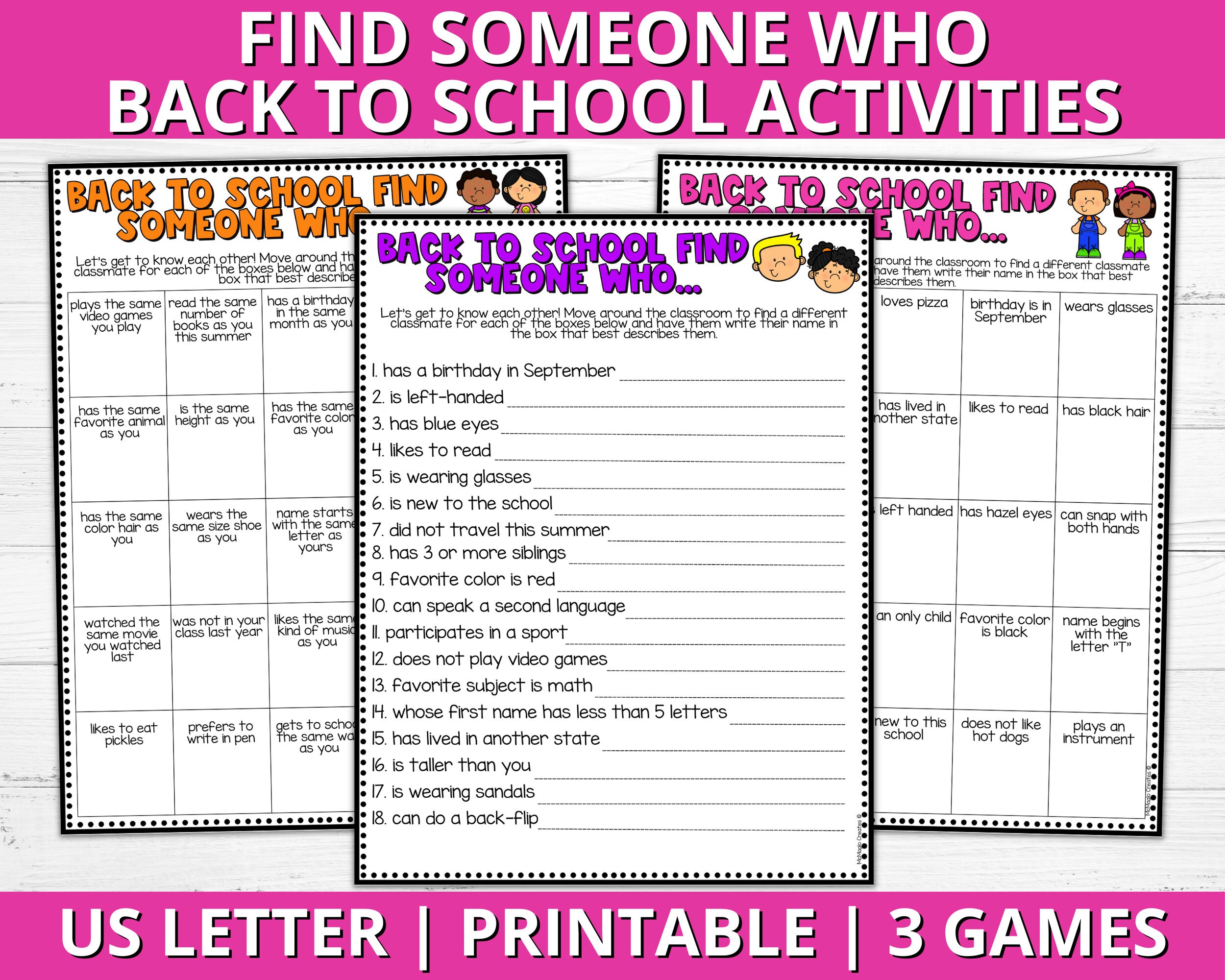 Find Someone Who Back to School Activity, Get to Know You Activity for ...