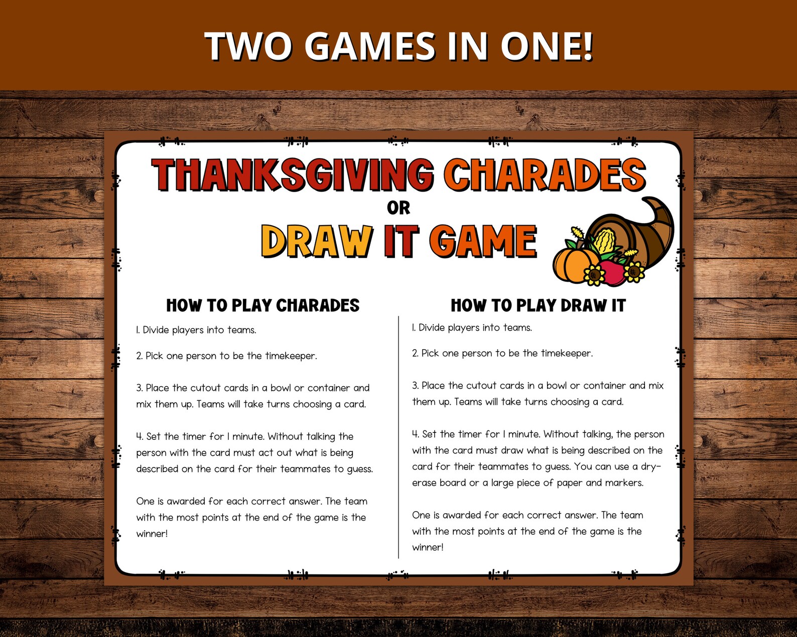 Thanksgiving Charades Printable Game, Thanksgiving Draw It Game ...