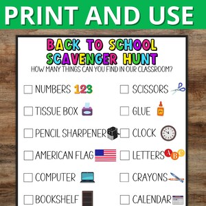 Back to School Scavenger Hunt Classroom Scavenger Hunt - Etsy