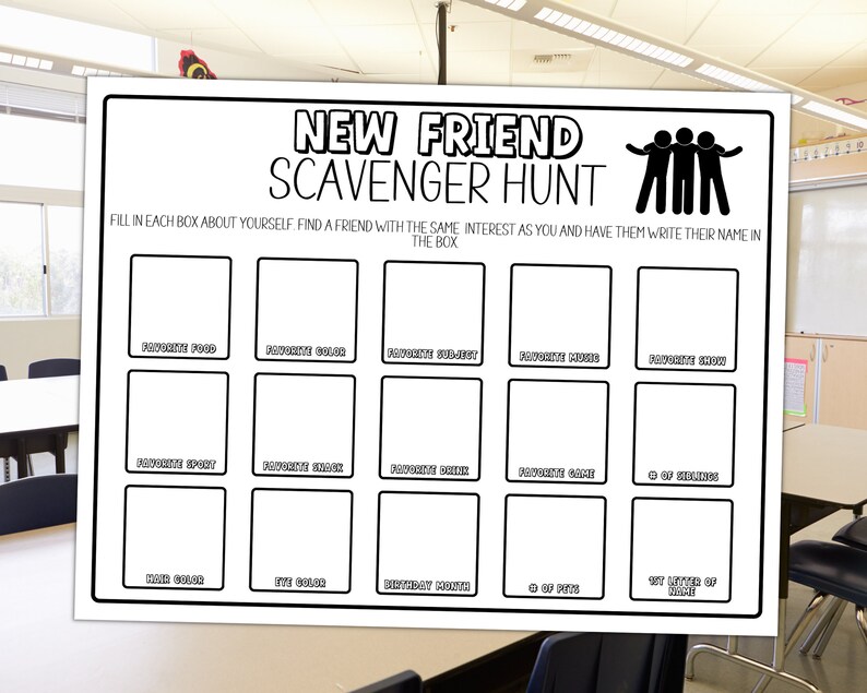 Back to School New Friend Scavenger Hunt Find Someone Who - Etsy