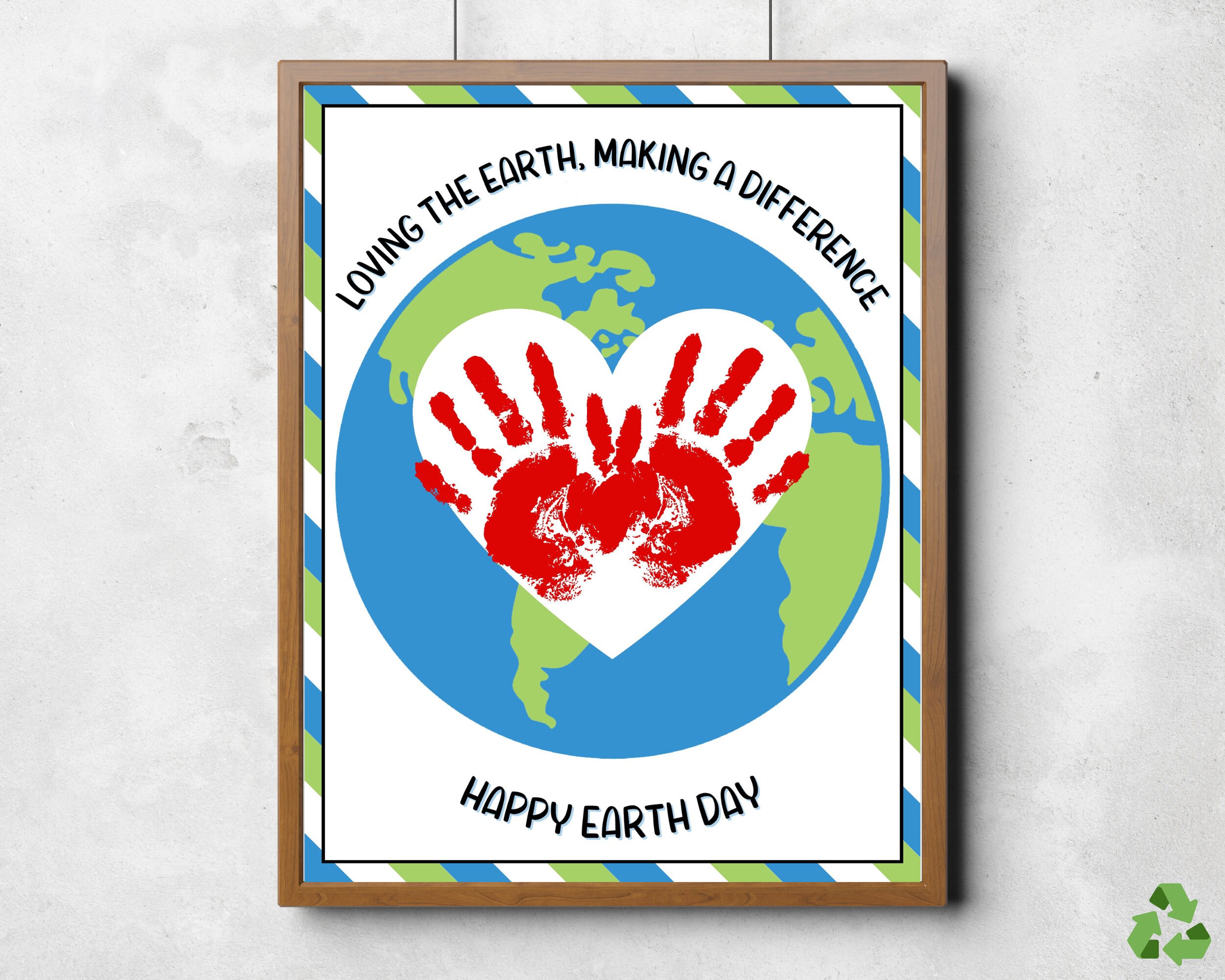Earth Day Kid's Handprint Art, Printable Earth Day Activity for Daycare ...