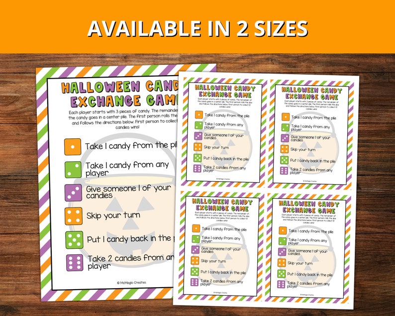 Halloween Candy Exchange Dice Game, Candy Dice Game Printable ...