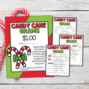 Candy Cane Gram Template, Candy Cane Printable Fundraiser, Christmas ...