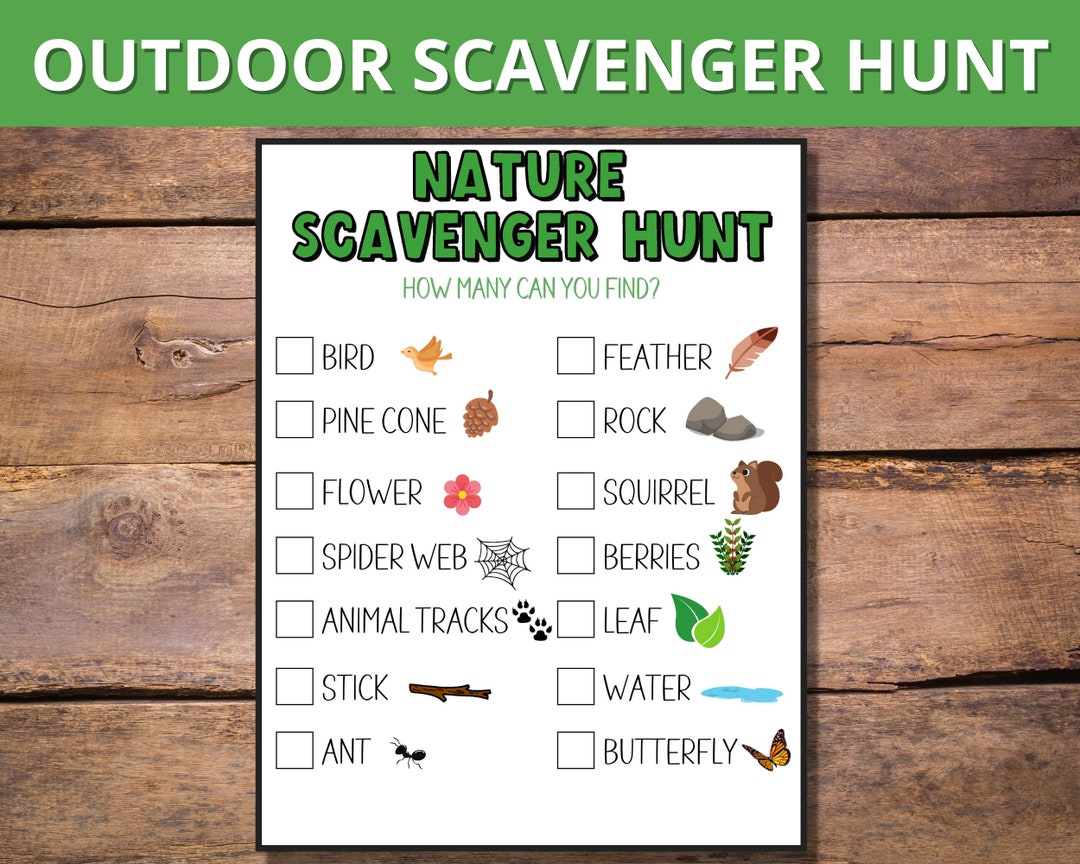 Outdoor Scavenger Hunt, Nature Scavenger Hunt Printable, Kids Outdoor ...
