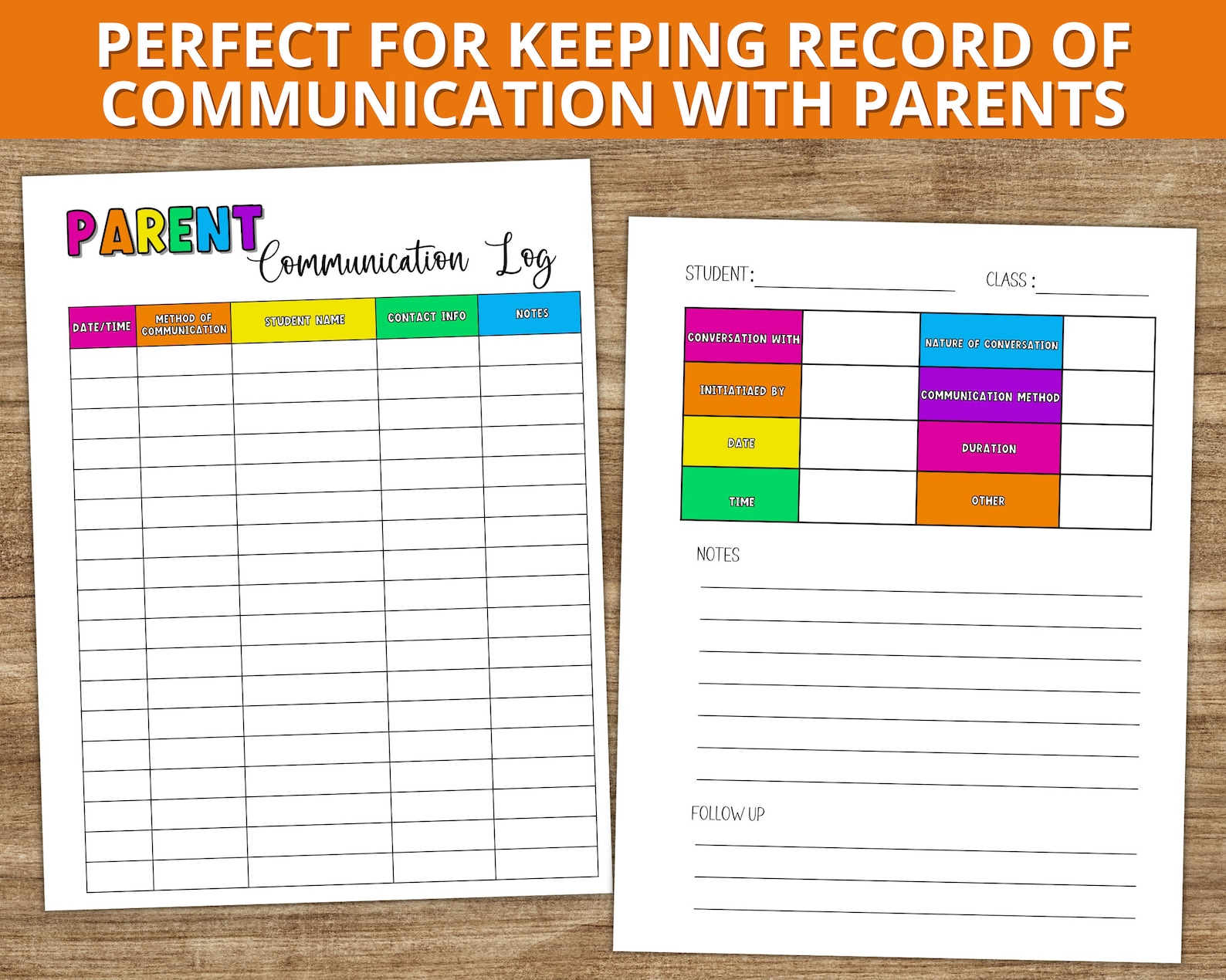 Parent Communication Log Teacher Communication Record - Etsy