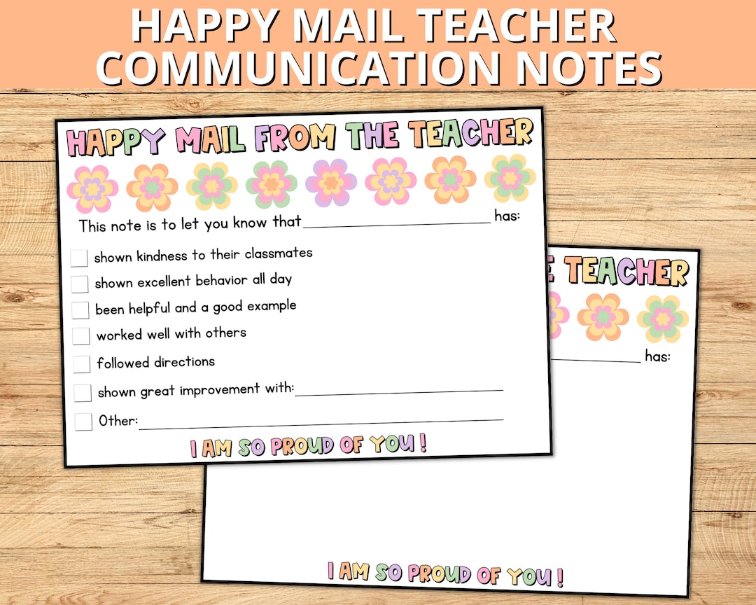Happy Mail Teacher Communication Notes, Teacher Mail Cards, Note From ...