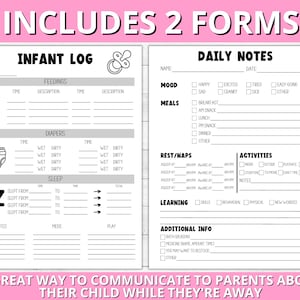 Infant Daily Log Printable, Baby Daily Log and Notes, Infant Daily ...