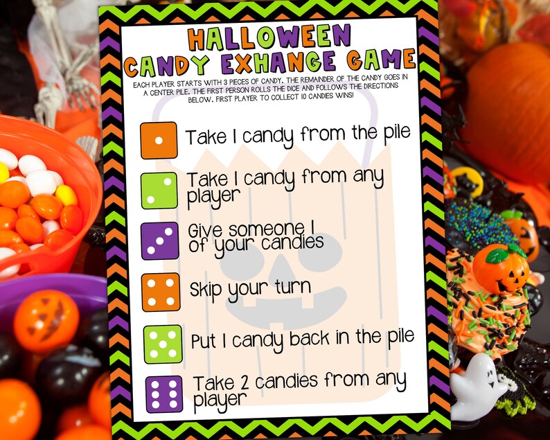 Halloween Candy Exchange Dice Game Candy Dice Game Printable - Etsy