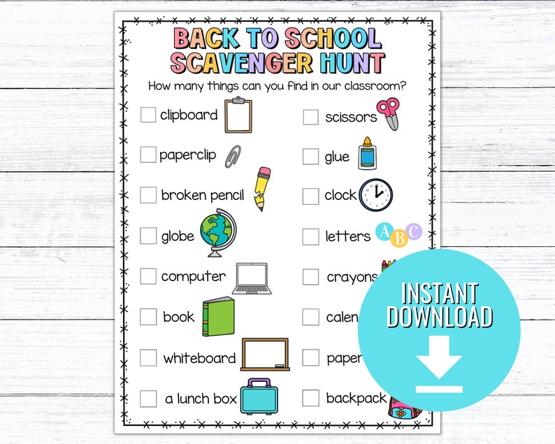 Back to School Scavenger Hunt Classroom Scavenger Hunt - Etsy