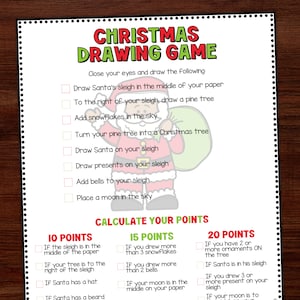 Christmas Drawing Game, Office Holiday Party Game, Christmas Family ...