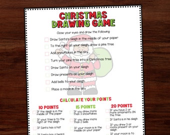 Printable Christmas Drawing Game, Office Holiday Party Game, Christmas ...