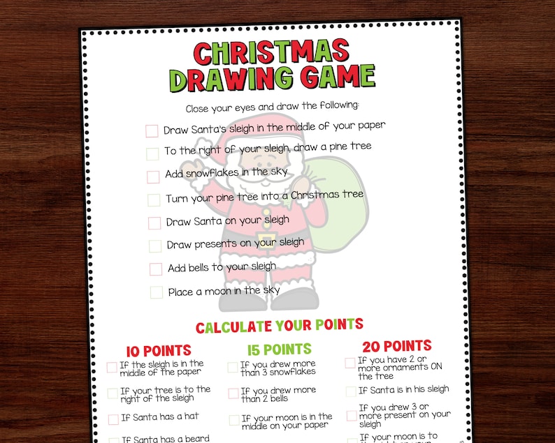 Christmas Drawing Game, Office Holiday Party Game, Christmas Family ...