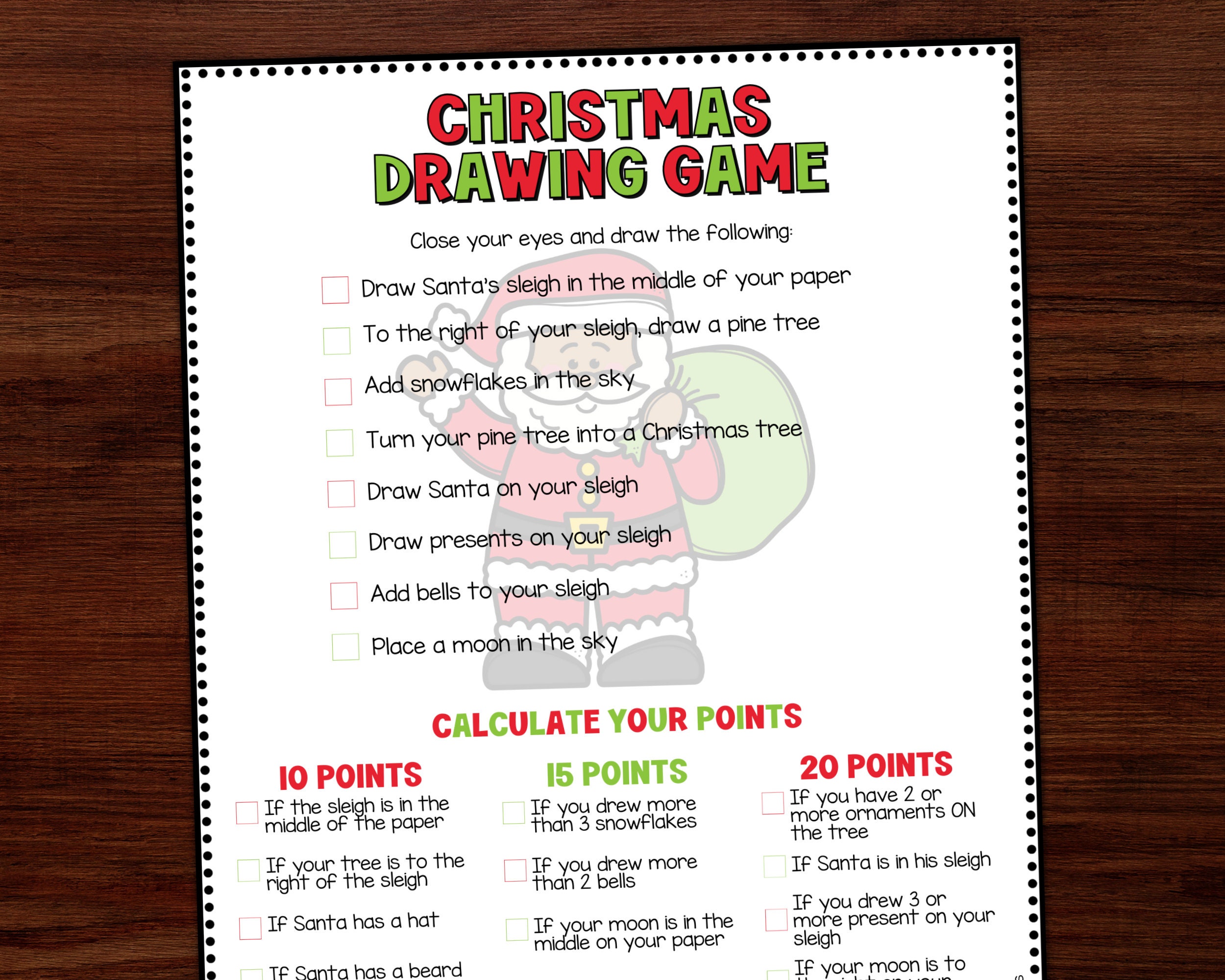 Christmas Drawing Game, Office Holiday Party Game, Christmas Family ...