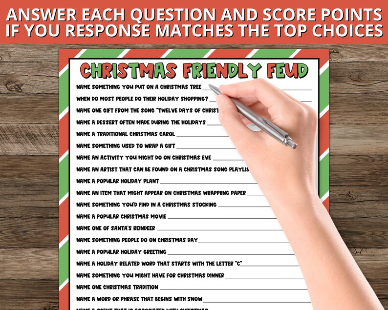 Christmas Friendly Feud Game Holiday Friendly Feud Christmas - Etsy