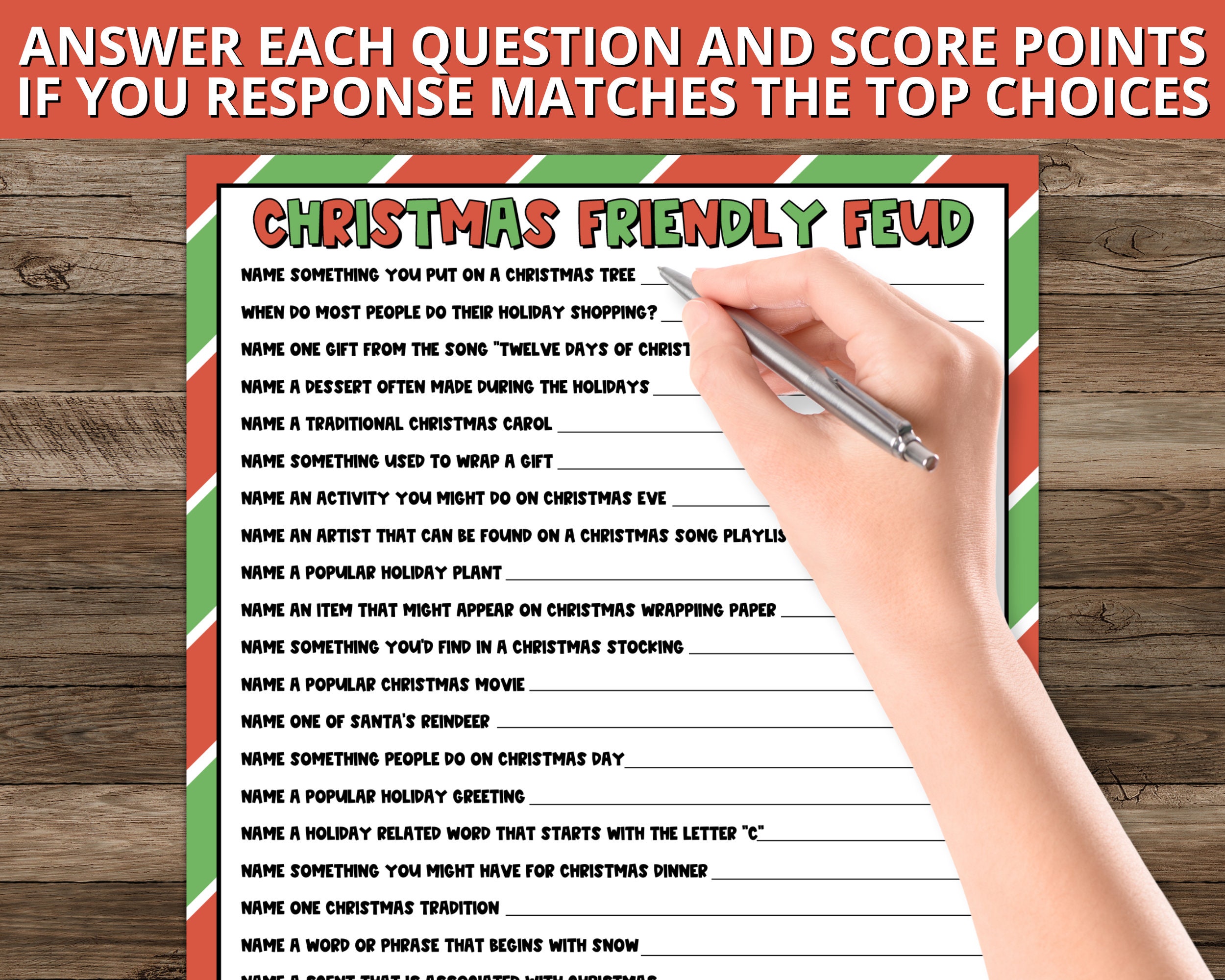 Christmas Friendly Feud Game Holiday Friendly Feud Christmas - Etsy