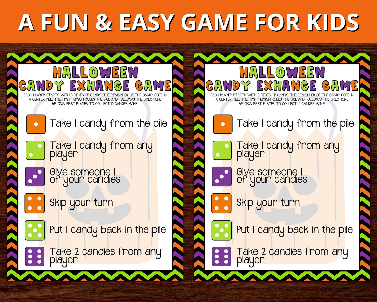 Halloween Candy Exchange Dice Game Candy Dice Game Printable - Etsy