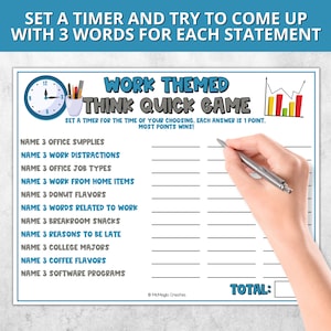 Work Themed Think Quick Game, Office Party Games, Office Icebreakers ...
