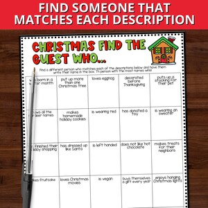 Christmas Find the Guest Who Game, Adult Christmas Party Games, Holiday ...