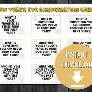 New Year's Eve Conversation Cards, New Year's Eve Party Game, New Year ...
