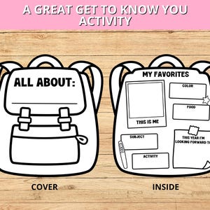 All About Me Backpack, First Day of School Activity, All About Me Craft ...