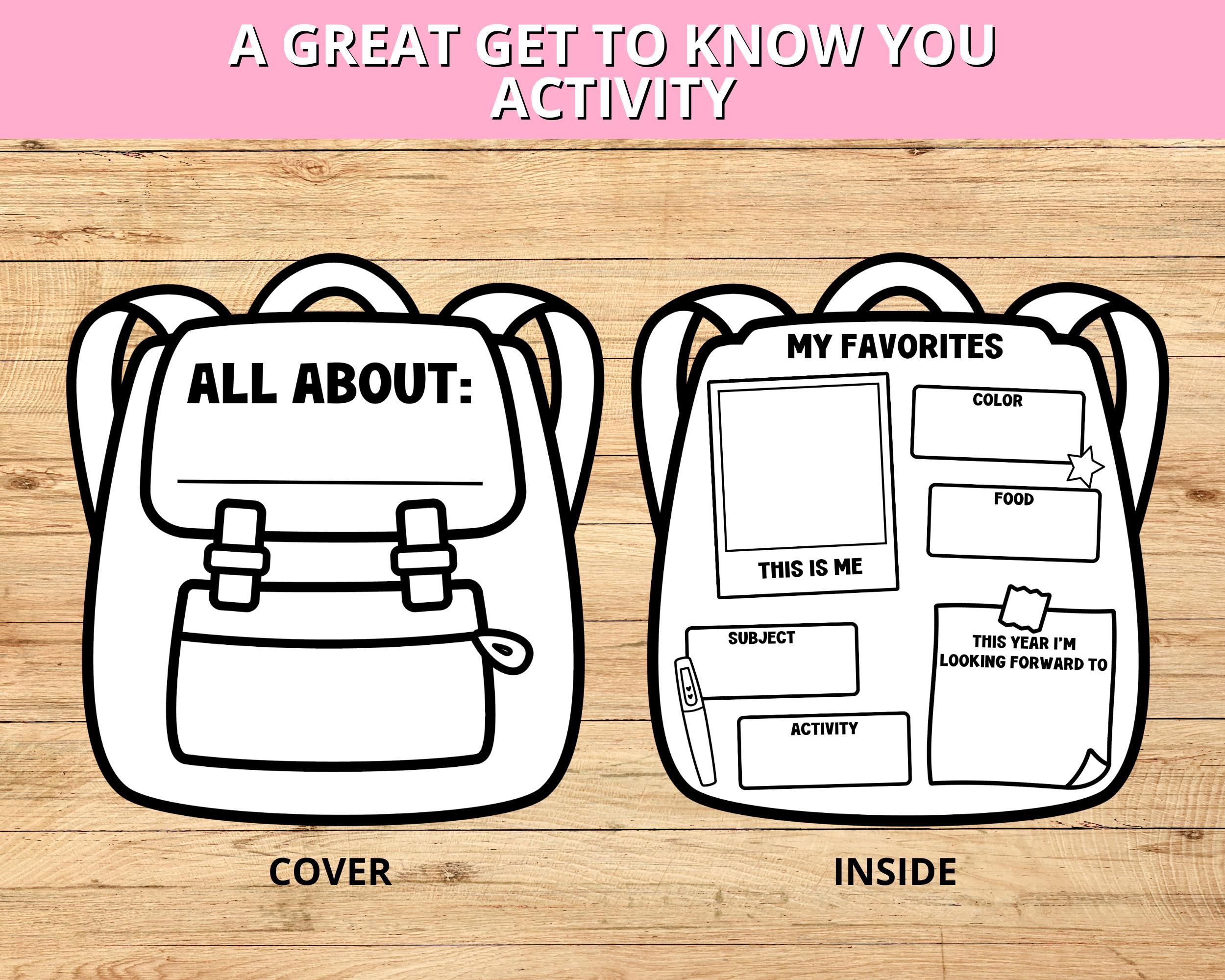 All About Me Backpack, First Day of School Activity, All About Me Craft ...