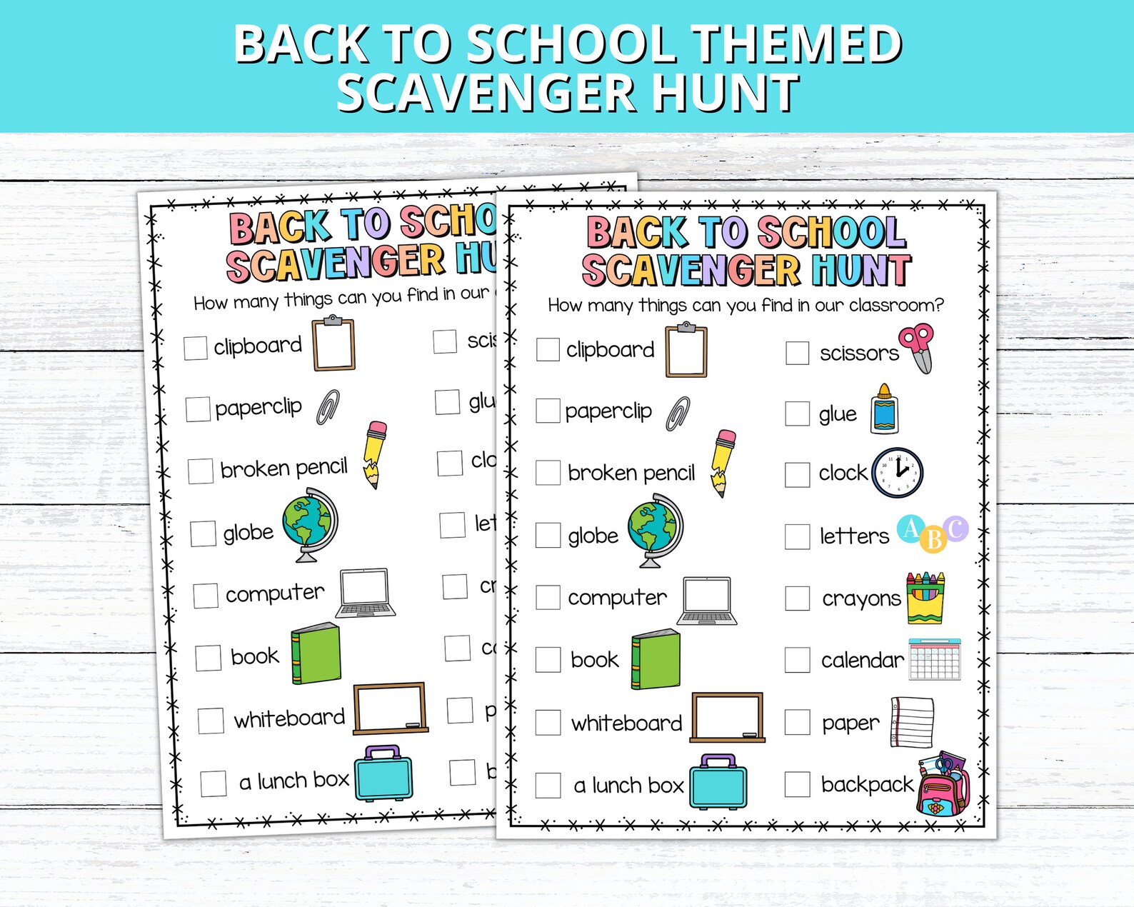 Back to School Scavenger Hunt, Classroom Scavenger Hunt Printable for ...