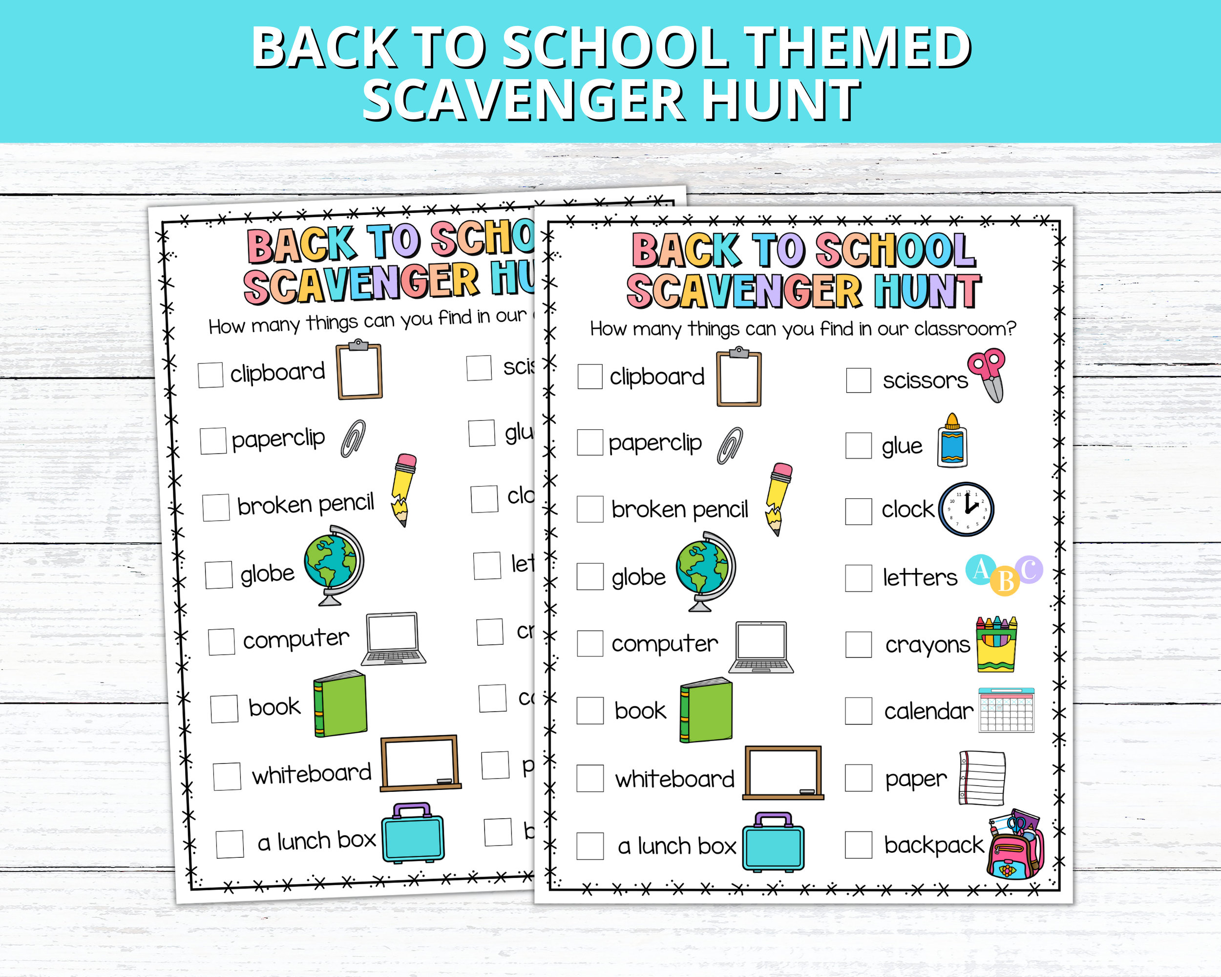 Back to School Scavenger Hunt, Classroom Scavenger Hunt Printable for ...