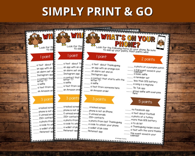 Thanksgiving What's on Your Phone Game, Thanksgiving Printable Games - Etsy