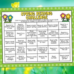 Spring Reading Challenge for Kids, Reading Printable Activities, Kids ...