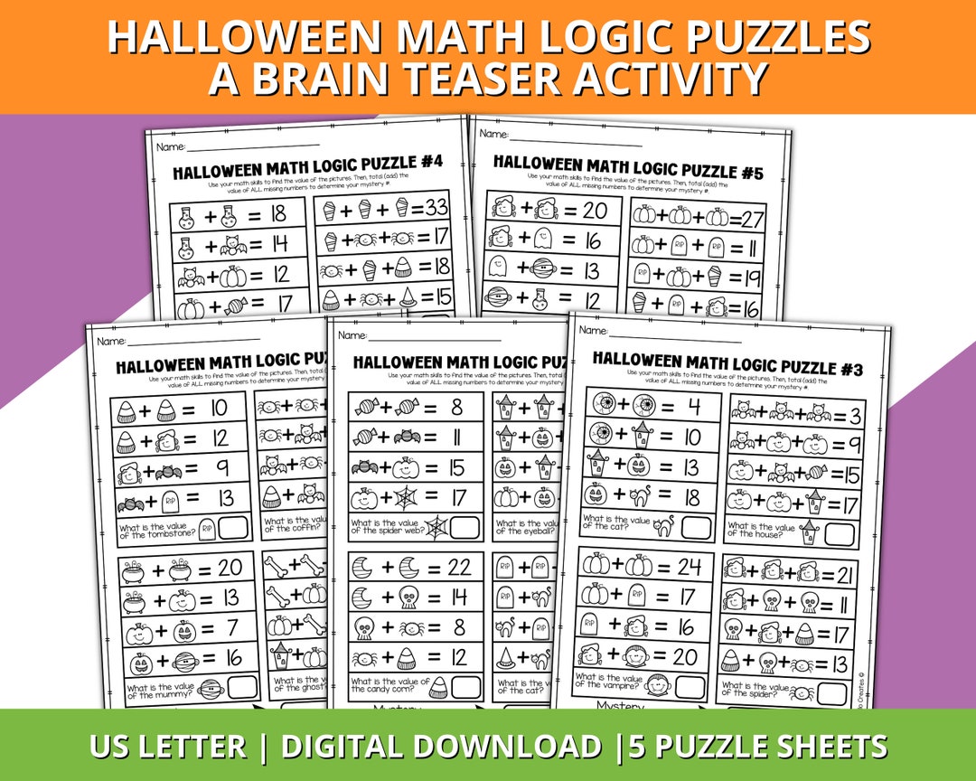 Halloween Math Logic Puzzle, Brain Teasers for Kids, Gifted and ...
