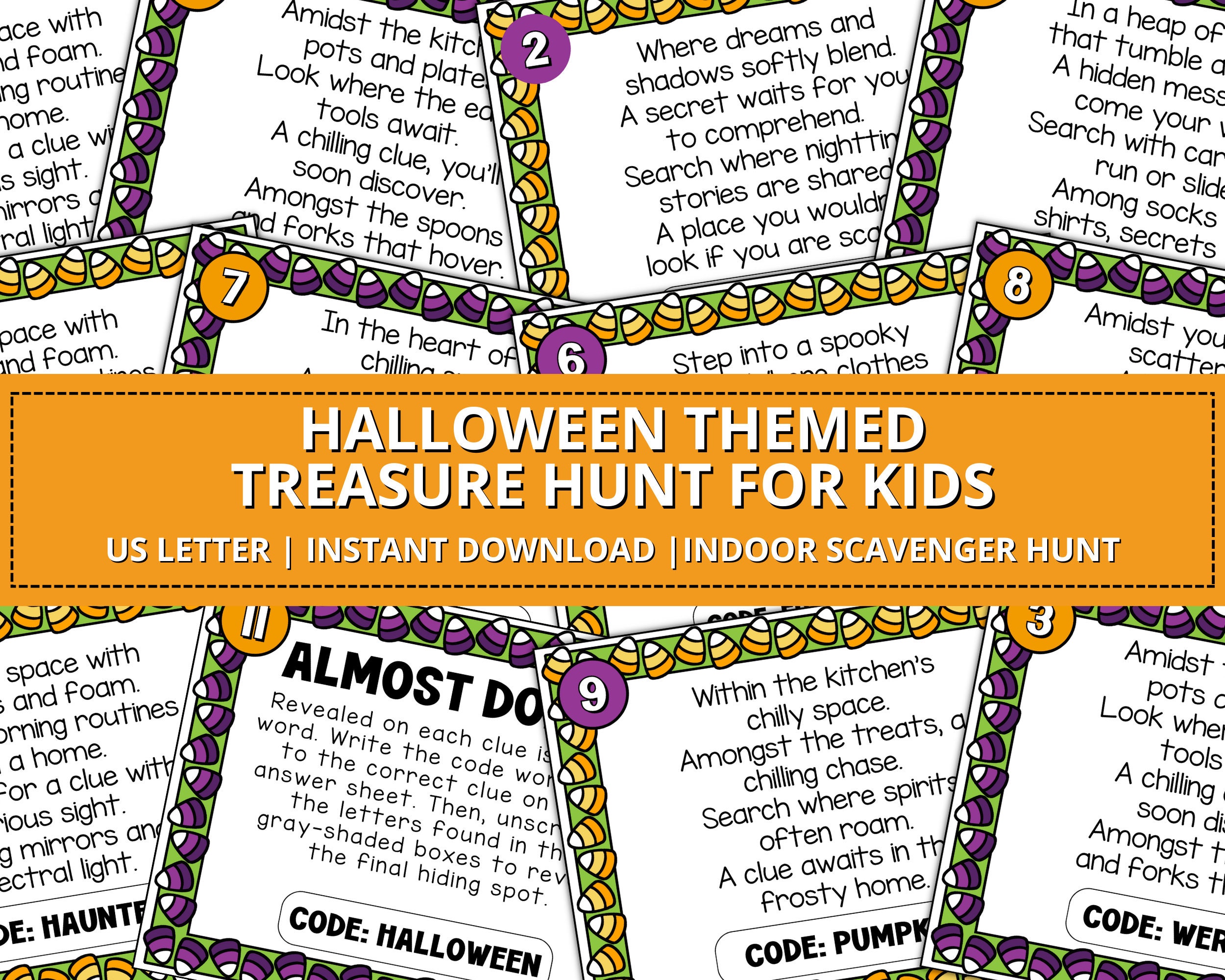 Halloween Scavenger Hunt for Kids, Treasure Hunt for Halloween ...