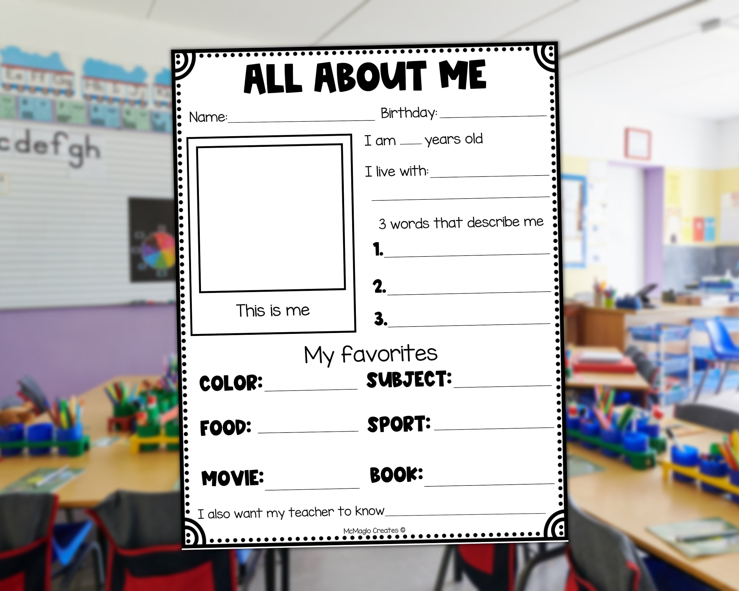 Student All About Me Questionnaire Printable Back to School - Etsy