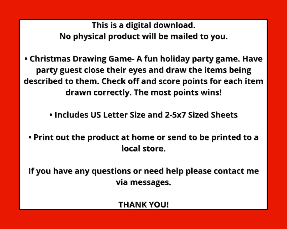 Christmas Drawing Game Office Holiday Party Game Christmas - Etsy