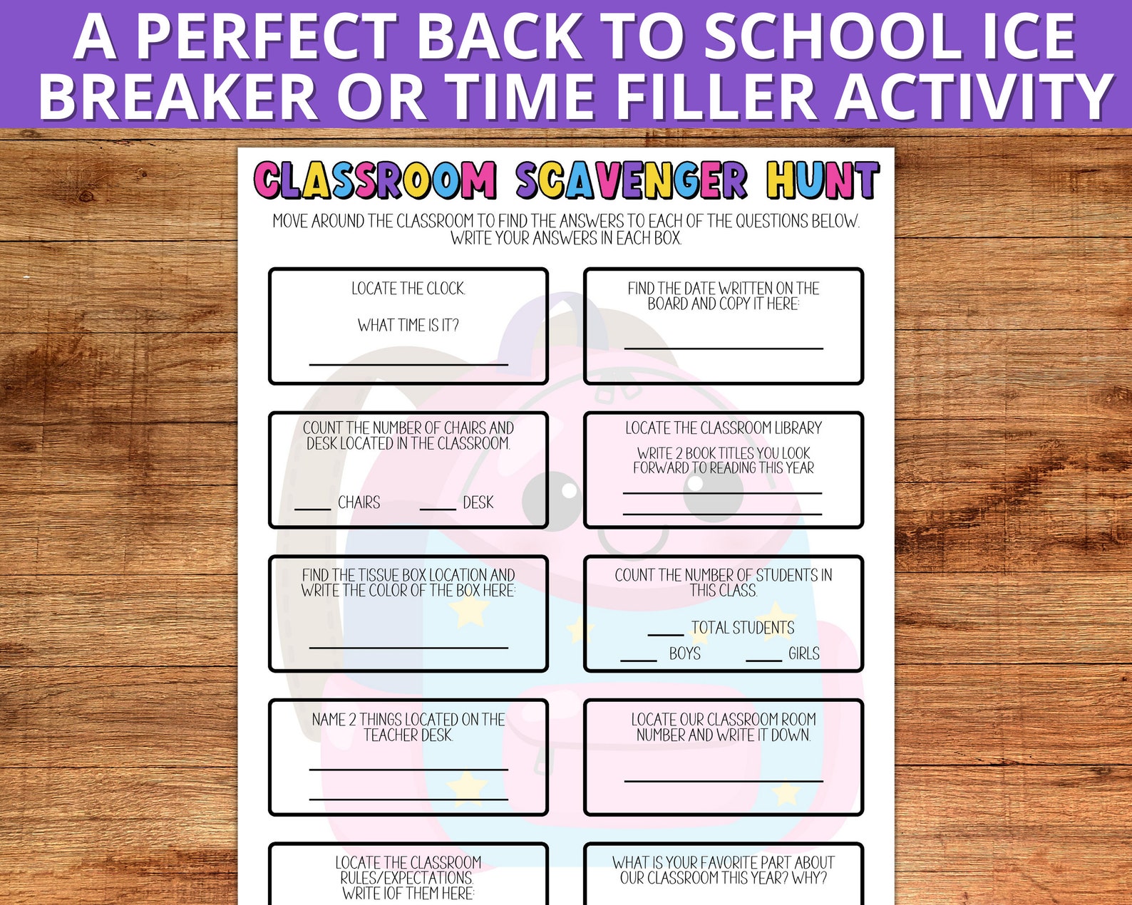 Classroom Scavenger Hunt Back to School Scavenger Hunt - Etsy