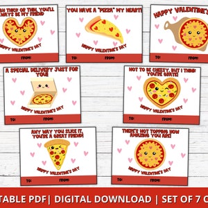 Pizza Valentine Cards, Valentine Classroom Exchange Cards, Valentine's ...