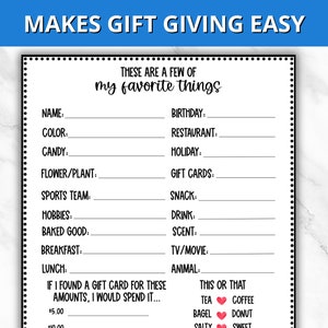 Employee Favorites, Getting to Know You Printable, Employee Favorite ...