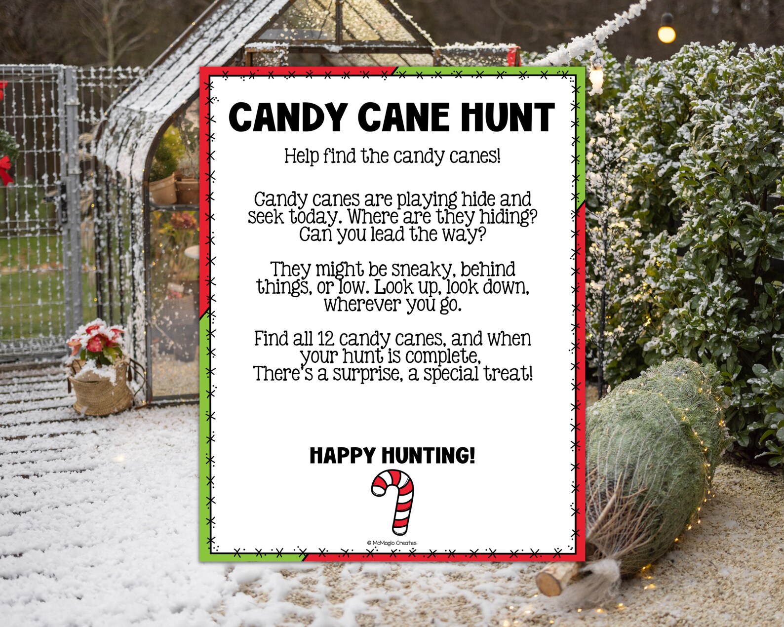 Printable Candy Cane Hunt Game, Candy Cane Scavenger Hunt, Holiday Game ...
