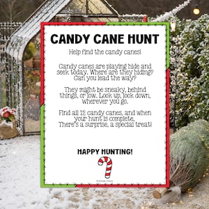 Printable Candy Cane Hunt Game, Candy Cane Scavenger Hunt, Holiday Game ...